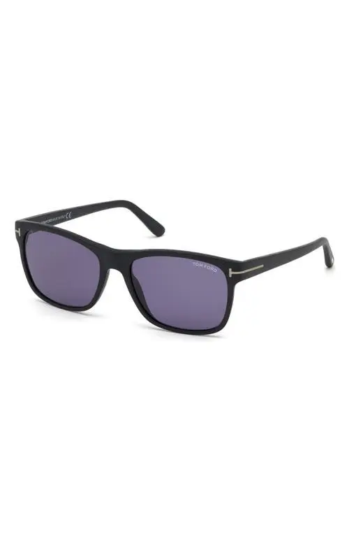 TOM FORD Giulio Geometric Sunglasses - Matte Black/blue Smoke