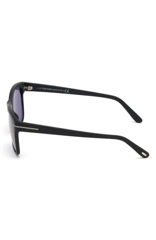 TOM FORD Giulio Geometric Sunglasses - Matte Black/blue Smoke