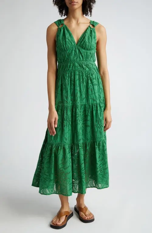 knee length dresses for ladies Floral Sleeveless Corset Ruffle Tiered Midi Dress main image 1