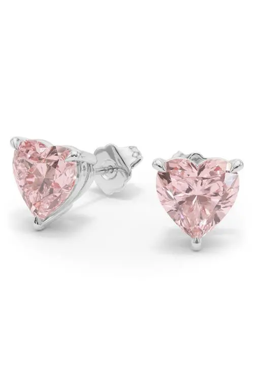 HAUTECARAT Lab-created Diamond Heart Stud Earrings - 18k White Gold