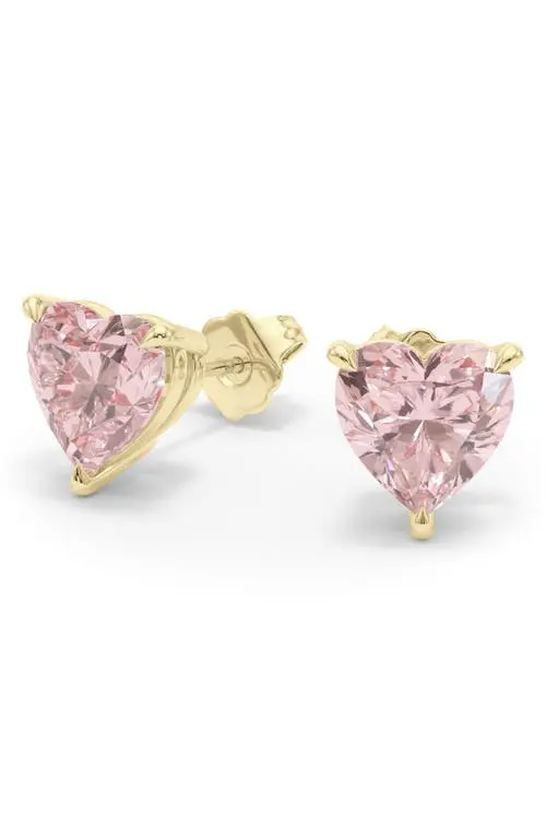HAUTECARAT Lab-created Diamond Heart Stud Earrings - 18k Yellow Gold