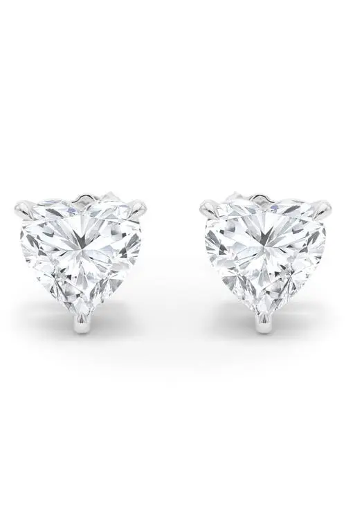 HAUTECARAT Lab Grown Diamond Heart Stud Earrings - 18k White Gold