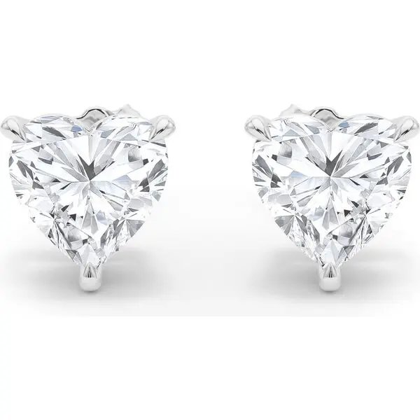HAUTECARAT Lab Grown Diamond Heart Stud Earrings - 18k White Gold