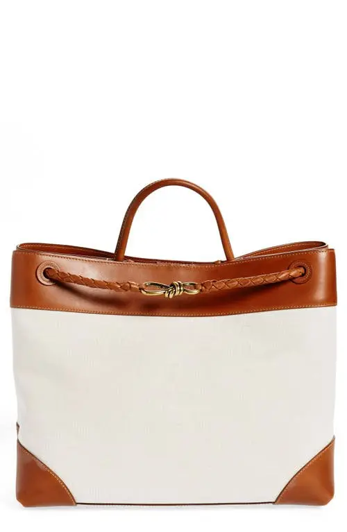 Bottega Veneta Large Andiamo Canvas Shoulder Bag - Brown