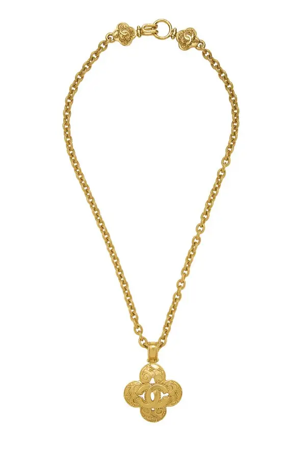 Chanel Cc Clover Necklace - Gold