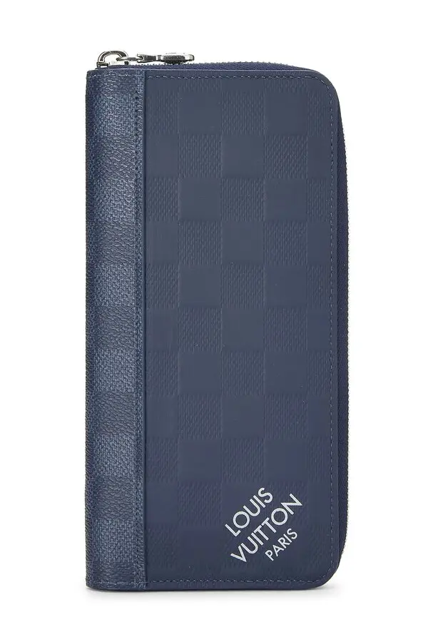 LOUIS VUITTON Damier Infini Zippy Vertical Wallet - Navy