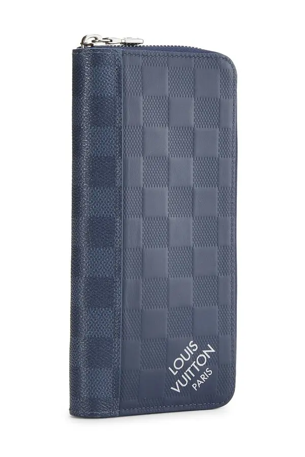 LOUIS VUITTON Damier Infini Zippy Vertical Wallet - Navy