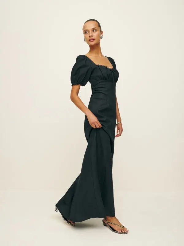 Reformation Cherise Linen Dress In Black - 70% Off | Editorialist