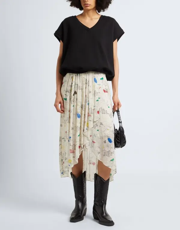 MARANT ETOILE Multicolor Printed Asymmetric Midi Skirt