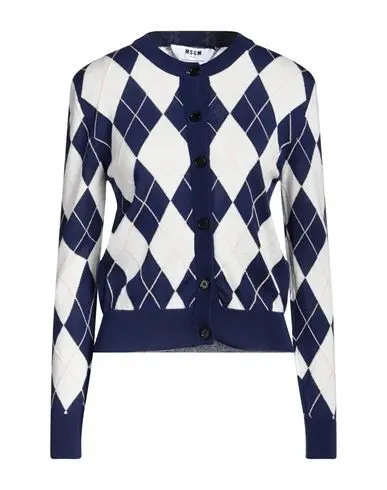 MSGM Geometric-print Cardigan - Navy