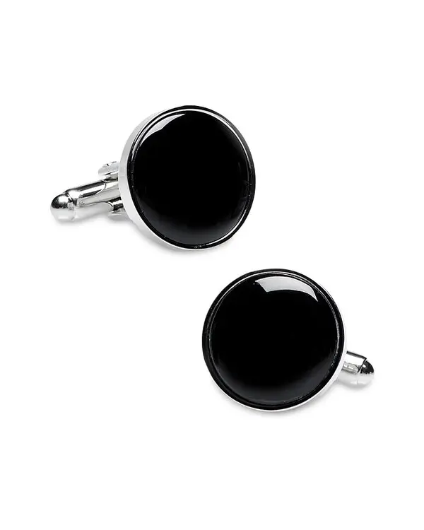 CUFFLINKS, INC. Silver-tone Onyx Inlay Round - Black