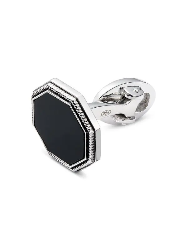 JAN LESLIE Octagon Sterling Silver & Onyx Cufflinks