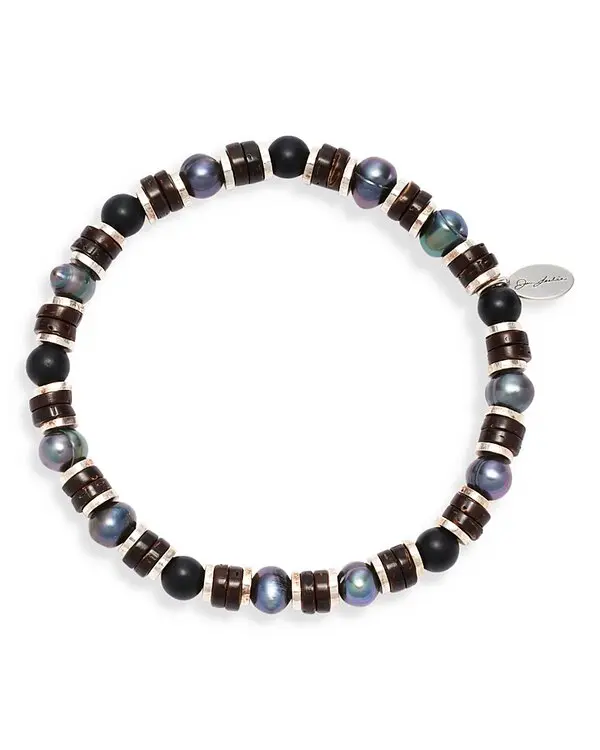 JAN LESLIE Pearl And Agate Beaded Bracelet - Grey Pearl