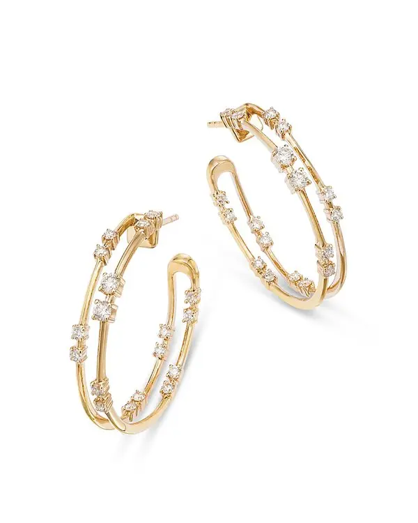 Bloomingdale'S 14k Yellow Diamond Double Hoop Earrings 1.0 Tcw - Gold