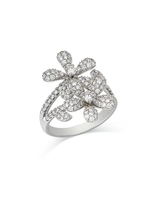 Bloomingdale'S Diamond And 14k Gold Flower Ring - White