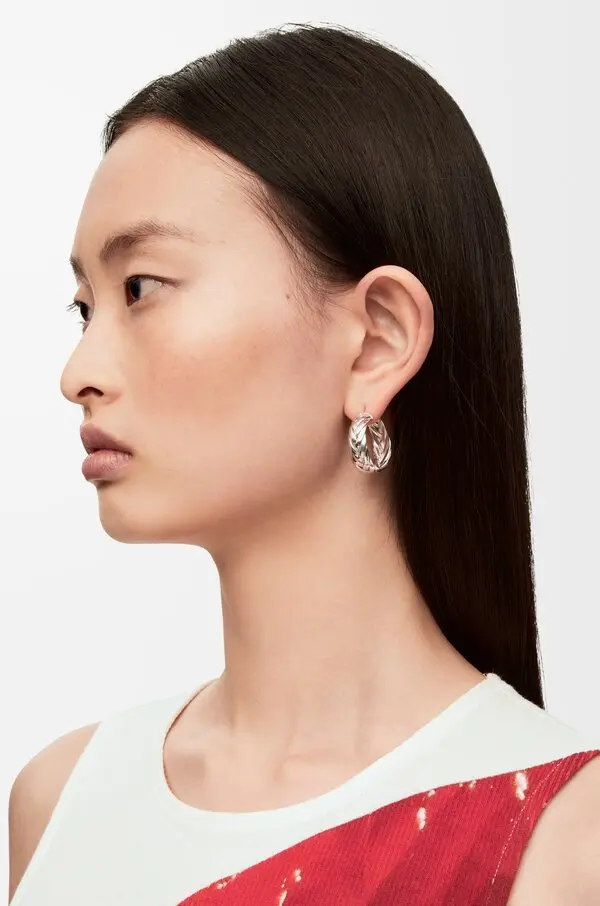Loewe Braided Hoop Earrings - Silver