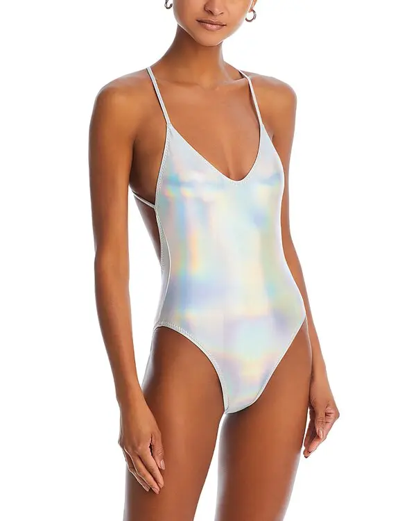 Norma Kamali Fara Slip Mio One Piece Swimsuit - Hologram
