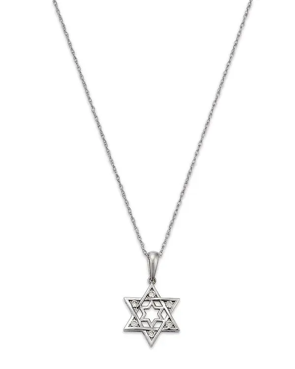 Bloomingdale'S Diamond Star Of David Pendant Necklace - White