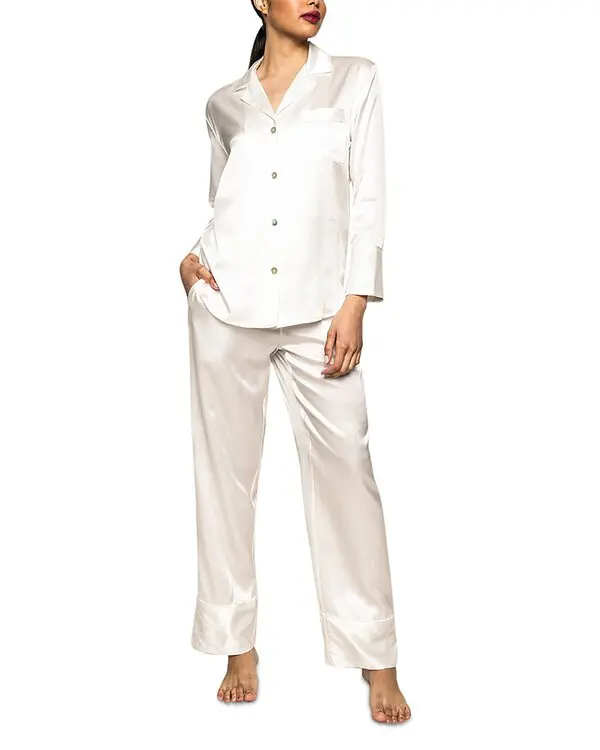 PETITE PLUME Silk Pajama Set - White