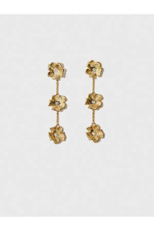 Maje Flower Dangle Earrings - Gold
