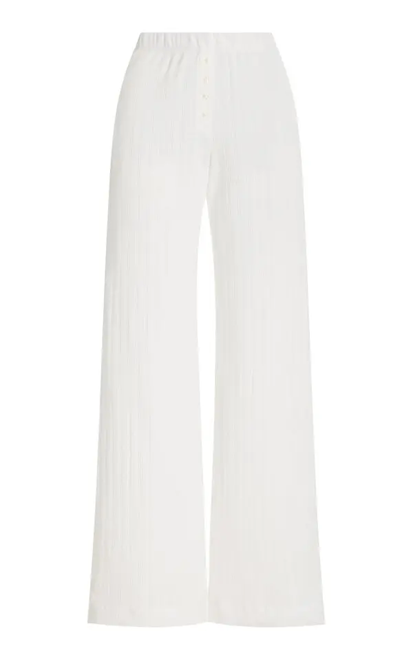LESET Pointelle-knit Cotton Boxer Pants - White