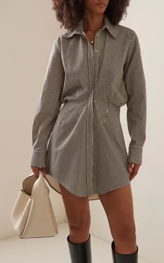 brandon maxwell vera shirt dress Brandon Maxwell - The Vera Silk-crepe Mini Shirt Dress - White - US4