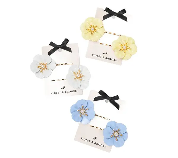 VIOLET & BROOKS Blooming Enamel Poppy Hair Pins - One-color