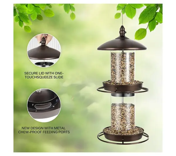 BACKYARD EXPRESSIONS 2-tier Bird Feeder With Su Re-lock Cap