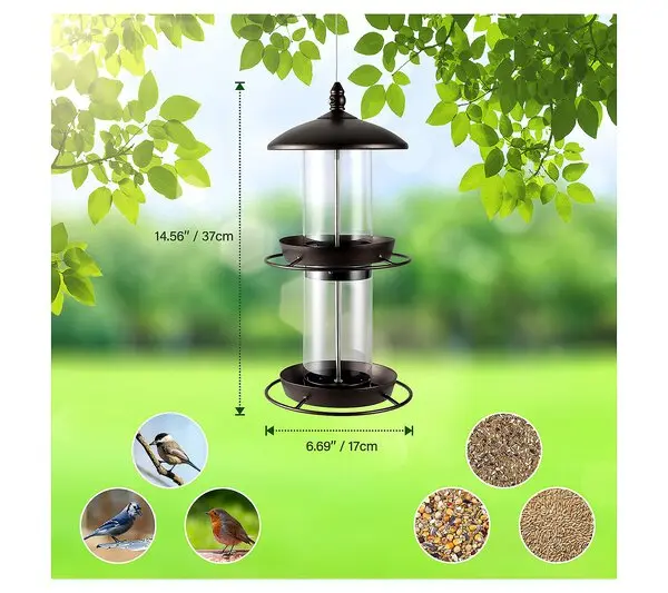 BACKYARD EXPRESSIONS 2-tier Bird Feeder With Su Re-lock Cap