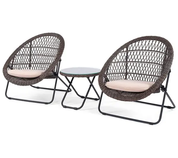 BACKYARD EXPRESSIONS 3 Piece Folding Outdoor Pa Io Bistro Set - One-color