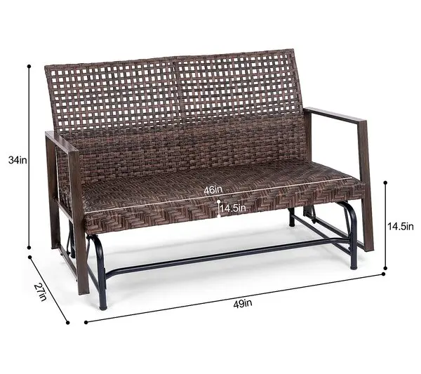 BACKYARD EXPRESSIONS Wicker 2 Person Patio Glid R