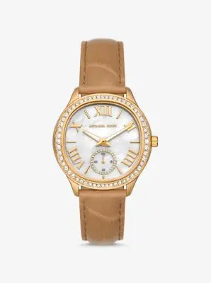 Michael Kors Sage Pavé Gold-Tone And Crocodile Embossed  display picture 3