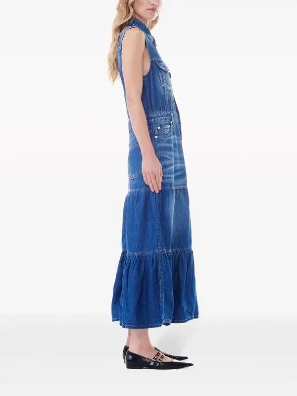 GANNI Sleeveless Denim Midi Dress