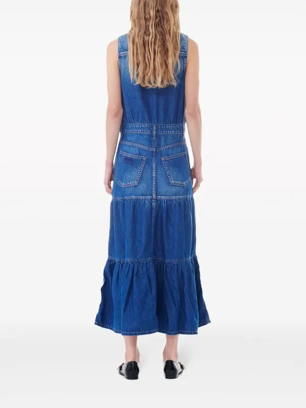 GANNI Sleeveless Denim Midi Dress