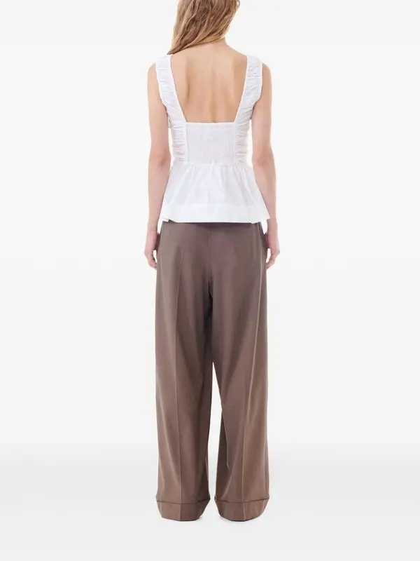 GANNI Gathered Peplum Blouse - White