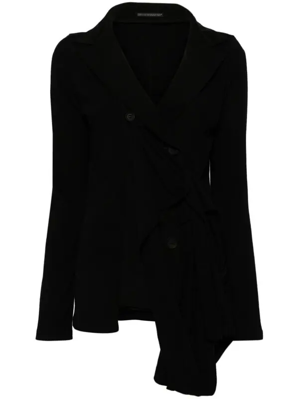 Yohji Yamamoto Asymmetric Notched Lapel Blazer - Black