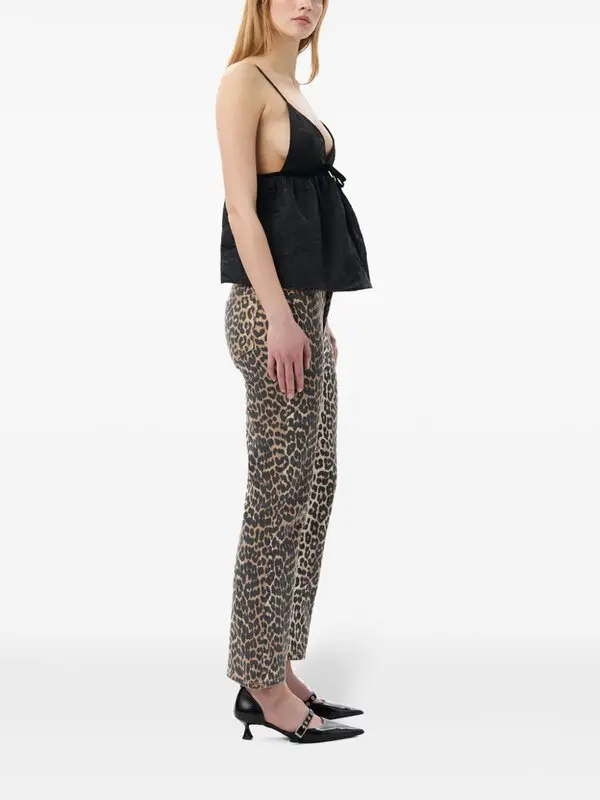 GANNI Floral-jacquard Flared Tank Top