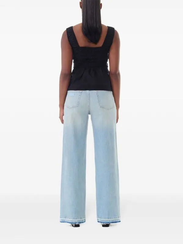 GANNI Gathered Detailing Peplum Blouse - Black