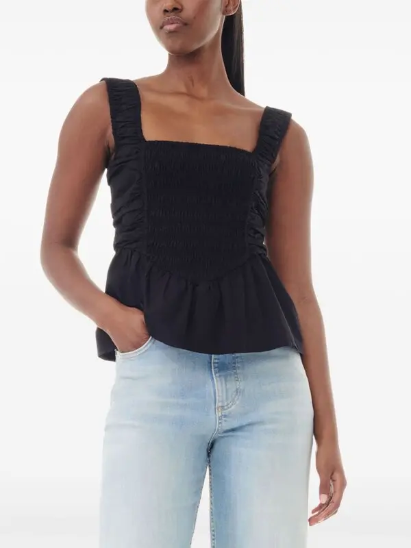 GANNI Gathered Detailing Peplum Blouse - Black
