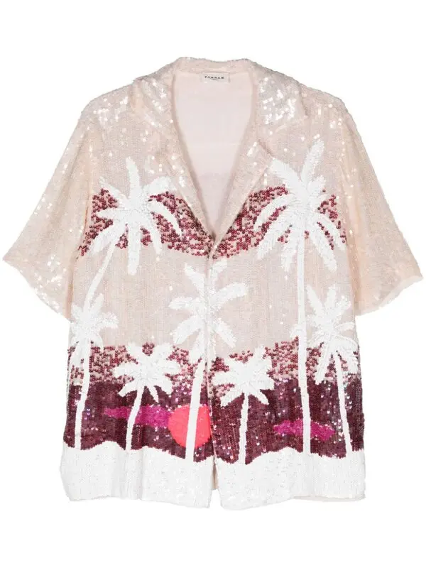 P.a.r.o.s.h Palms Sequined Shirt - Pink