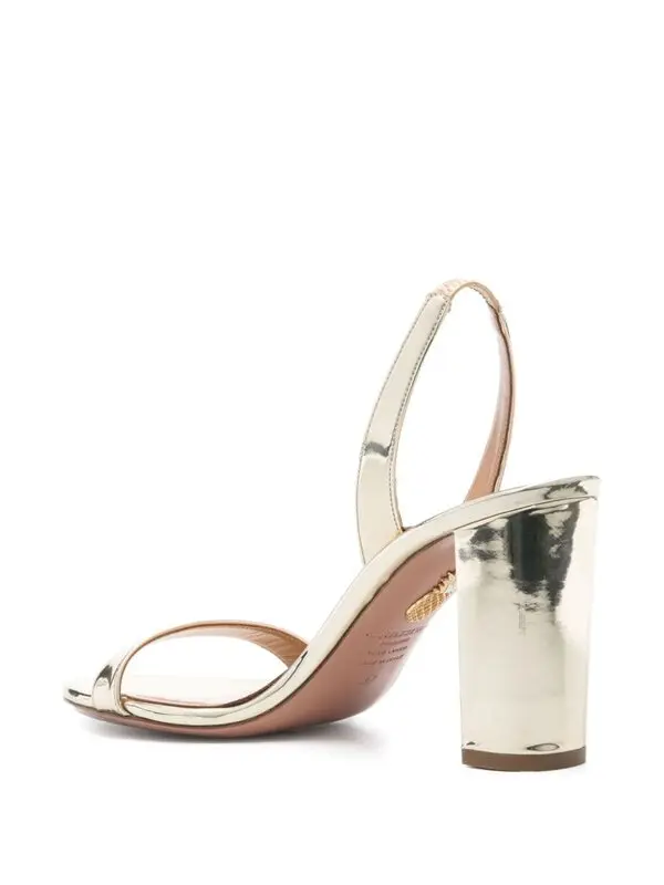 AQUAZZURA 85mm So Nude Metallic Leather Sandals - Gold