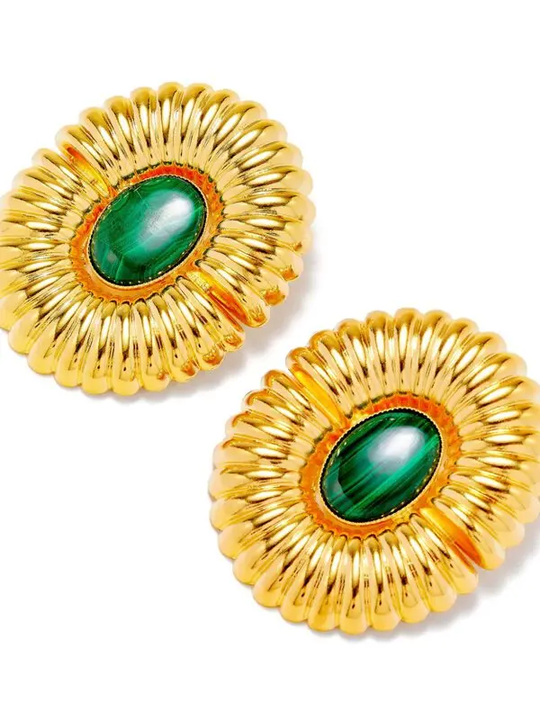 DESTREE Embossed Stud Earrings - Green