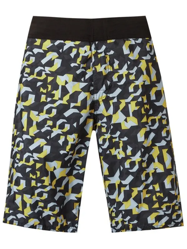 AMIR SLAMA Geometric-print Swim Shorts - Black