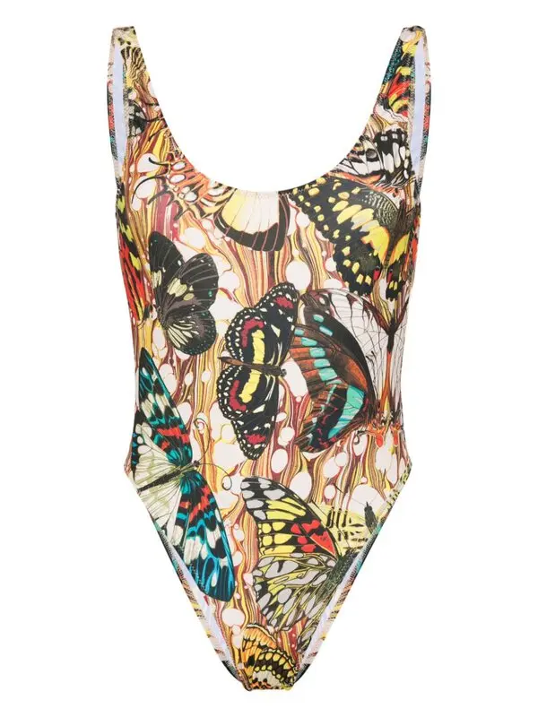 Jean Paul Gaultier Butterfly-print Swimsuit - Neutrals