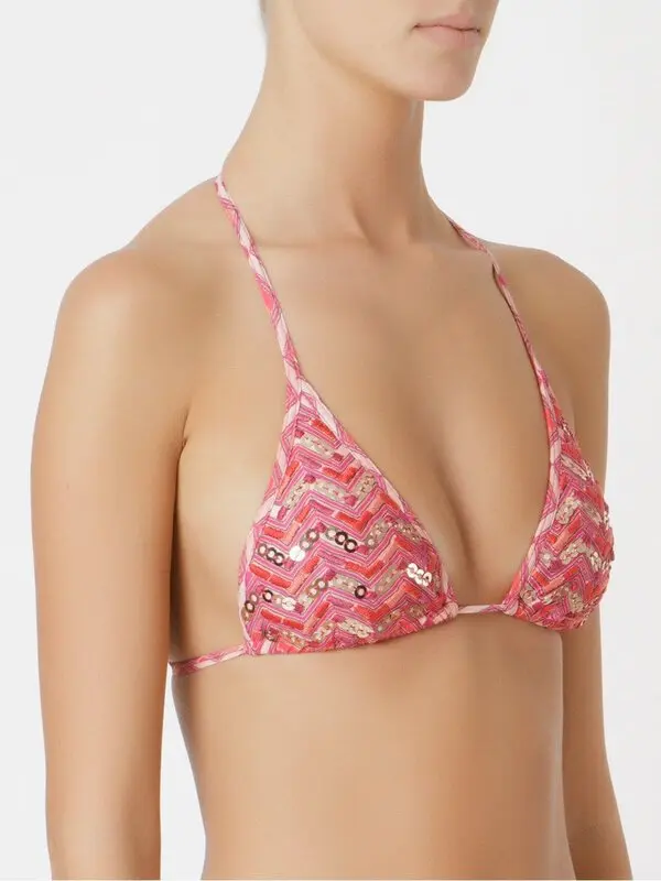 AMIR SLAMA Printed Triangle Bikini Top - Pink