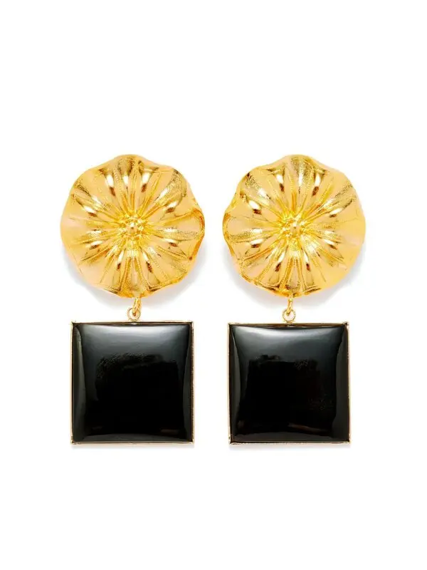 DESTREE Sonia Daisy Square Drop Earrings - Black