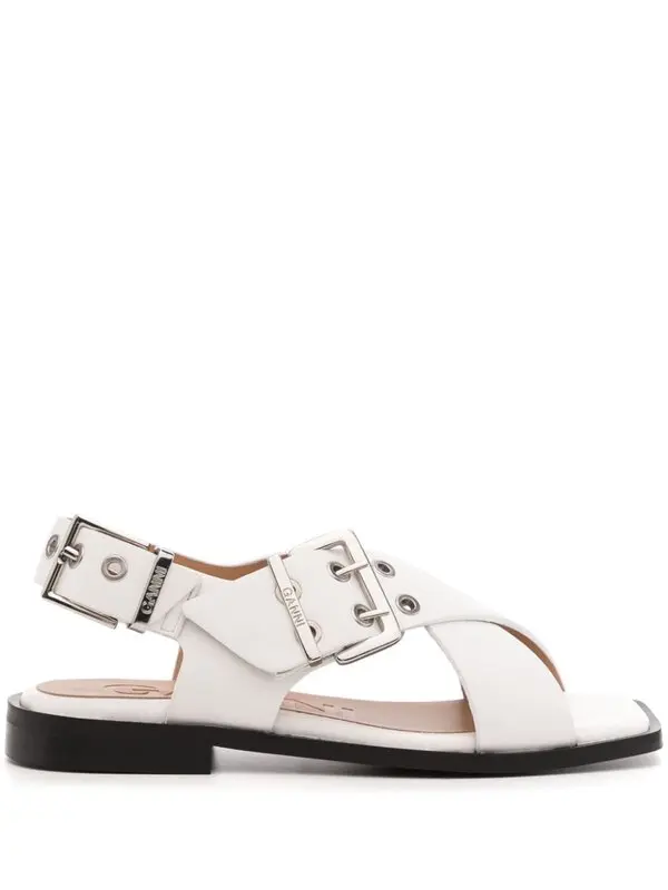 GANNI Buckled Crossover Strap Sandals