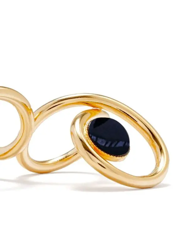 DESTREE Louise Double Inset-gemstone Ring - Black
