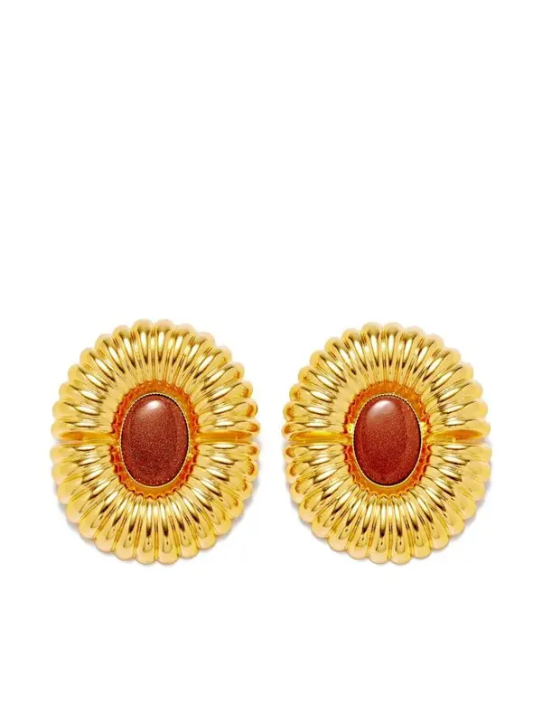 DESTREE Embossed Stud Earrings - Brown