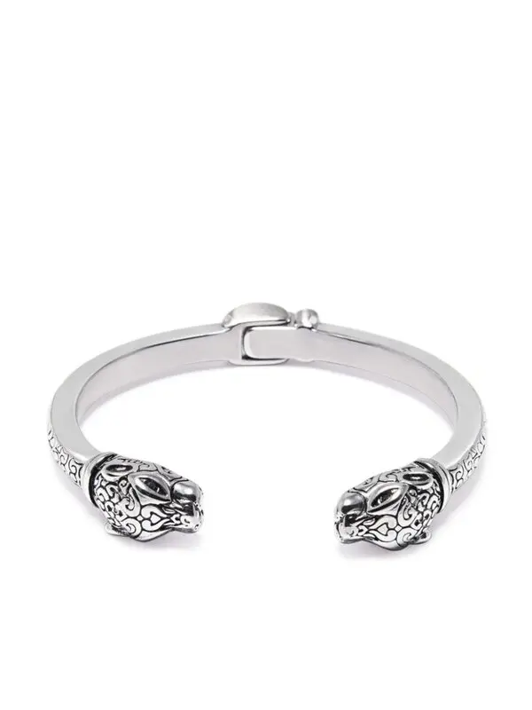 NIALAYA JEWELRY Panther Engraved Bangle Bracelet - Silver